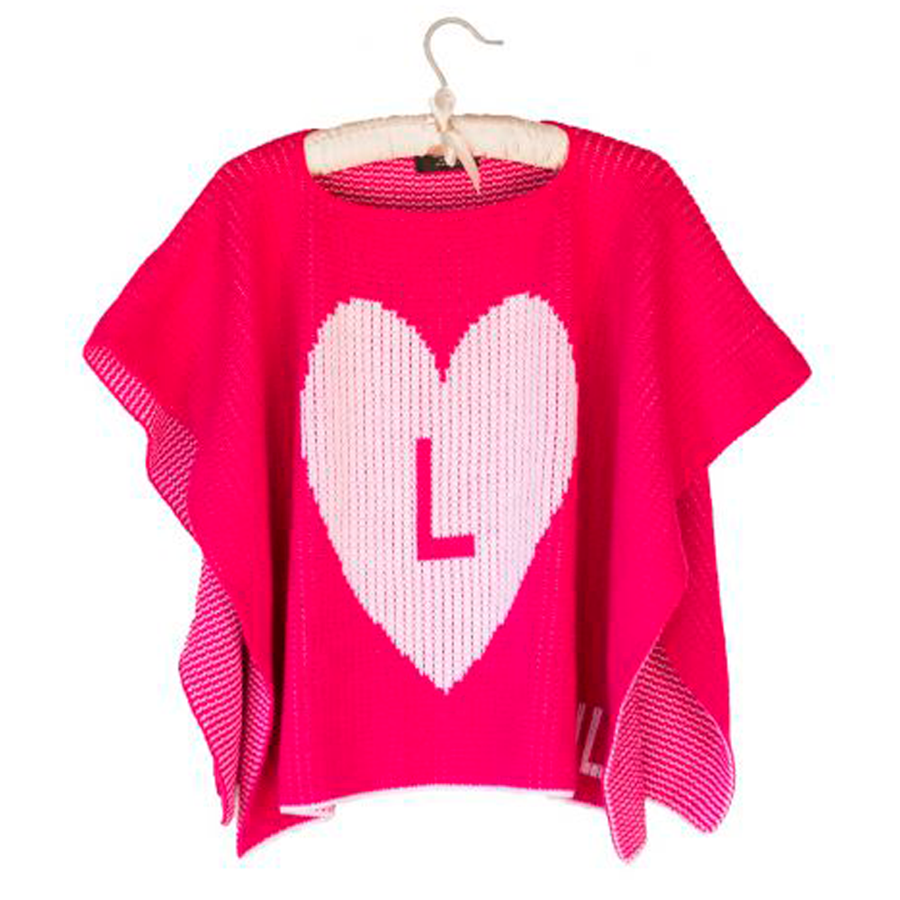 Kids Single Heart Poncho with name - Butterscotch Blankees ...