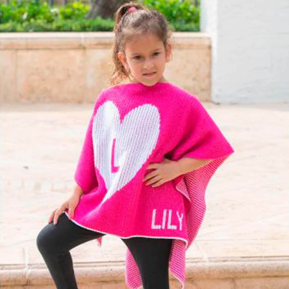 Kids Single Heart Poncho with name - Butterscotch Blankees ...