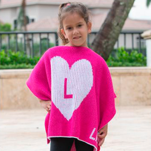 Kids Single Heart Poncho with name - Butterscotch Blankees ...